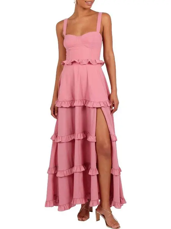 PETAL & PUP Lillee Ruffle Tiered Maxi Dress - Mauve