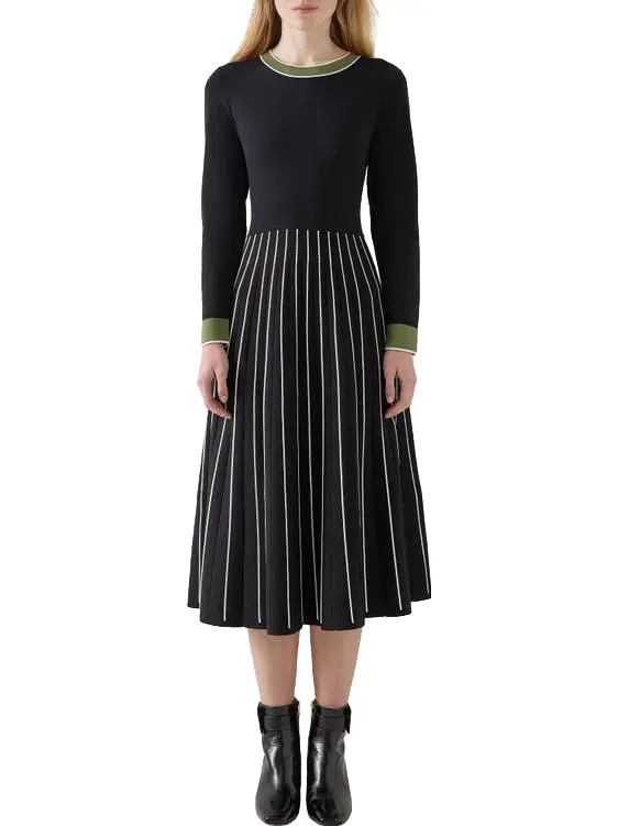 LK BENNETT Fara Long Sleeve Sweater Dress - Black Multi