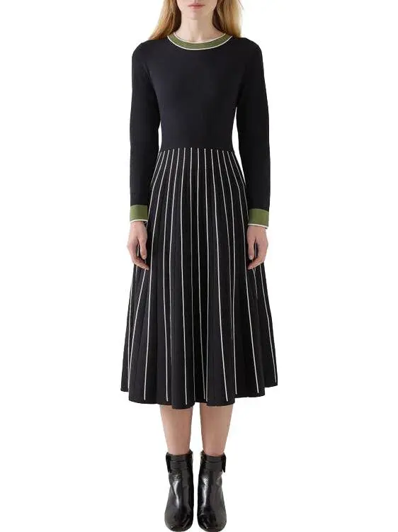 LK BENNETT Fara Long Sleeve Sweater Dress - Black Multi