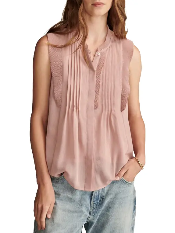 Lucky Brand Pintuck Sleeveless Top - Blush