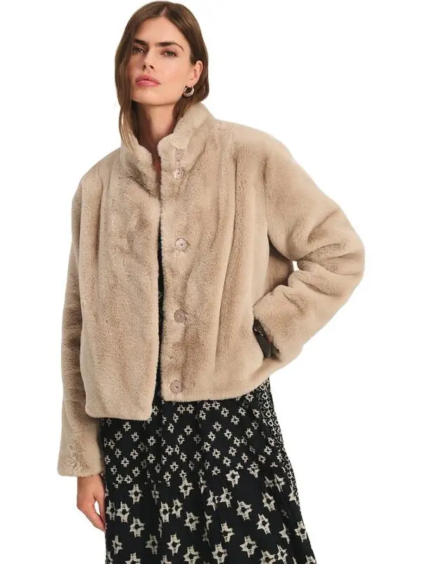 Velvet By Graham & Spencer Sheena Faux Fur Jacket - Gray