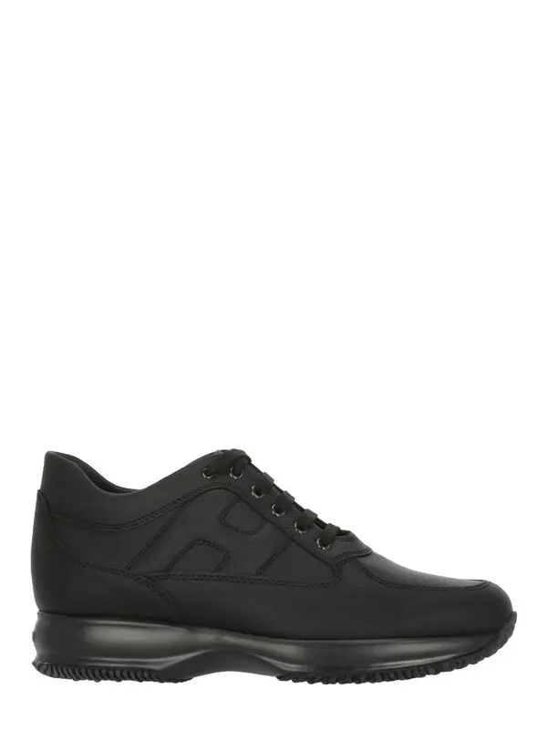 Hogan Interactive Low-top Calfskin Sneakers With H Logo - Black