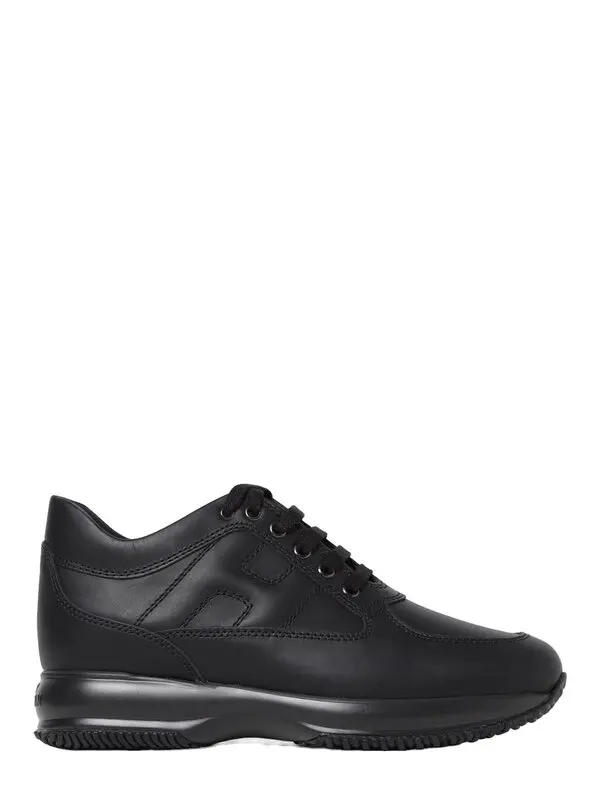 Hogan Interactive Low-top Calfskin Sneakers With H Logo - Black