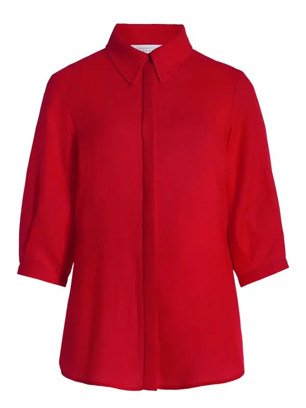 Gabriela Hearst Hadley Blouse In Virgin Wool - Scarlet Red