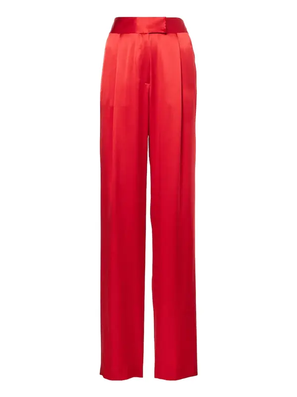 THE SEI High-rise Wide-leg Silk Satin Pants - Red