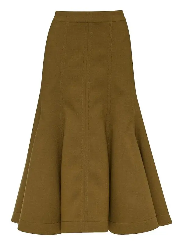 Bottega Veneta Wool Crêpe Midi Skirt - Green