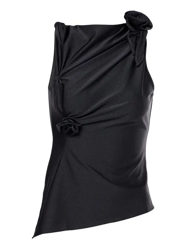 Coperni Floral-appliqué Asymmetric Top - Black