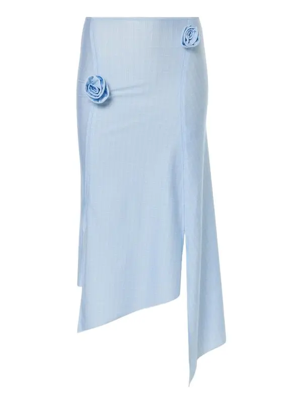 Coperni Floral Appliqué Asymmetric Midi Skirt - Blue