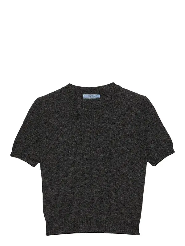 Prada Cashmere Short-sleeve Sweater - Grey