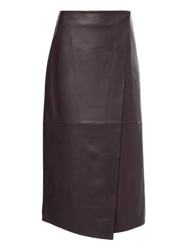 THE FRANKIE SHOP Hedi Leather Wrap Skirt - Brown