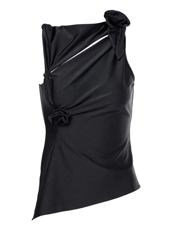 Coperni Floral-applique Asymmetric Top - Black