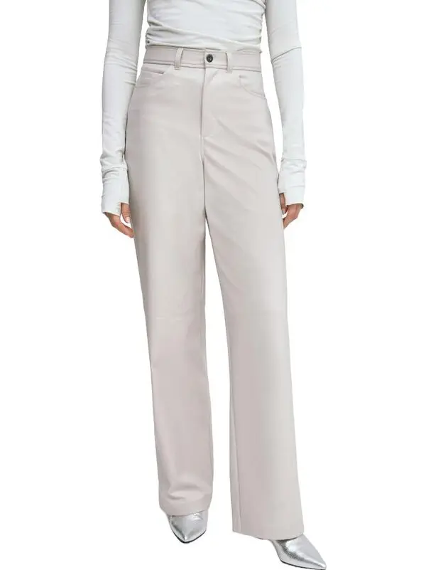 MARCELLA Julien High-waist Faux Leather Wide-leg Pants - Bone