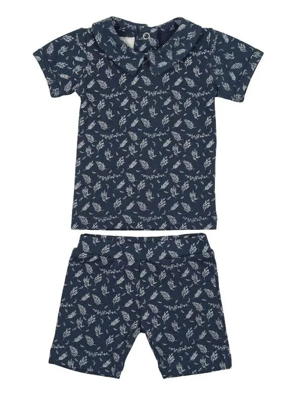 MANIÈRE Leaf Print Set - Denim Blue