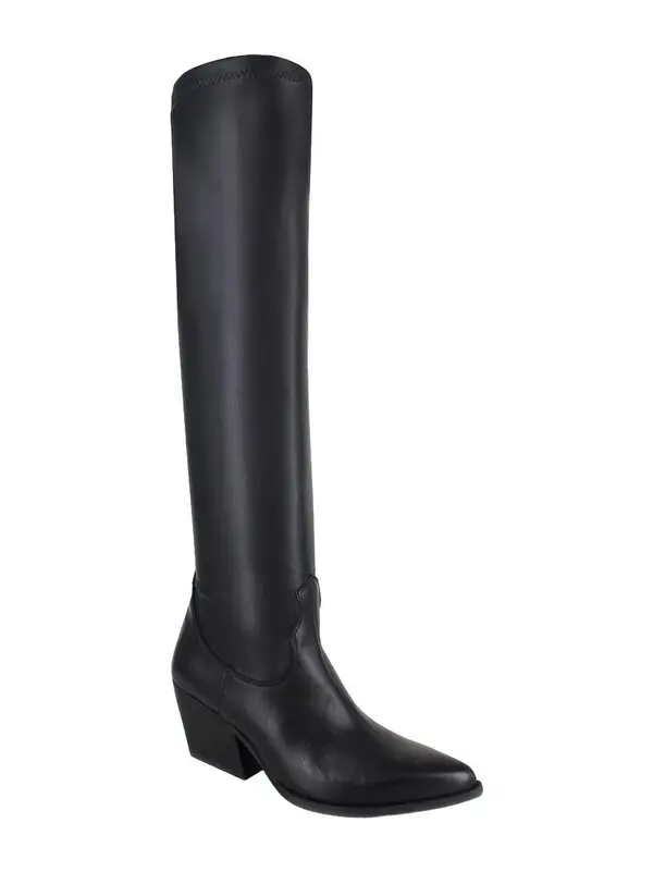 ZIGI Knee High Western Boot - Blk Leathe