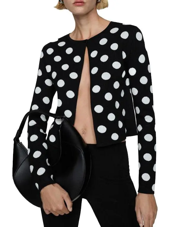Mango Polka Dot Cardigan - Black