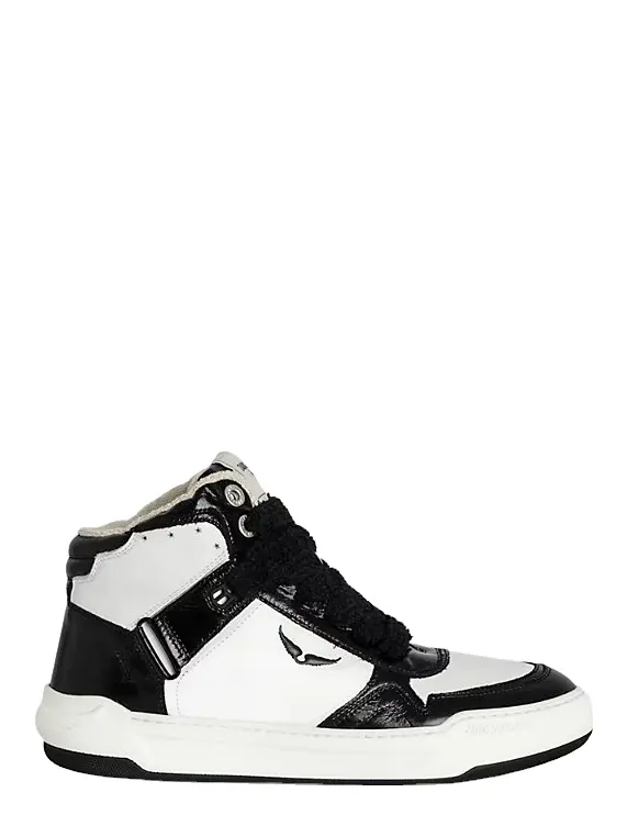 Zadig&Voltaire Wings Panelled Leather High-top Trainers - Noir