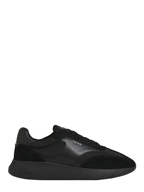 REISS Leather And Suede Low-top Trainers - All Black