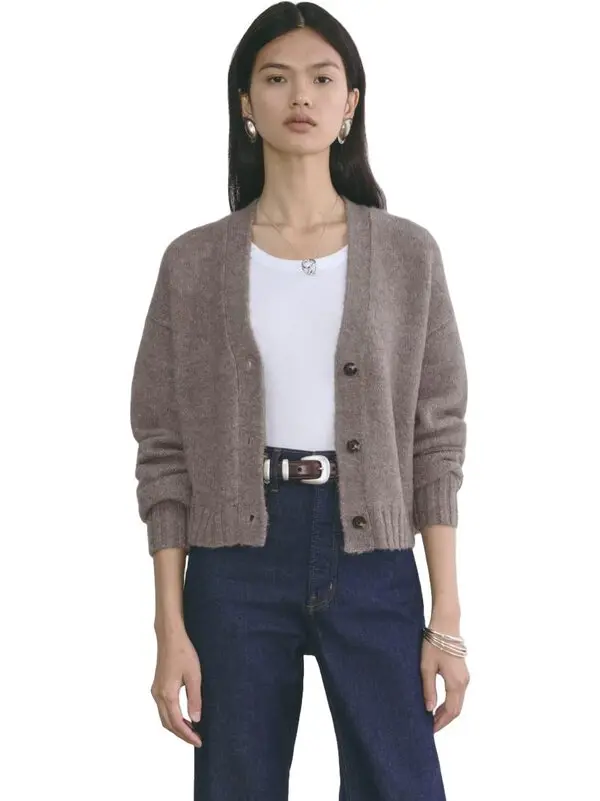 Everlane Boxy Alpaca Cardigan - Taupe Melange