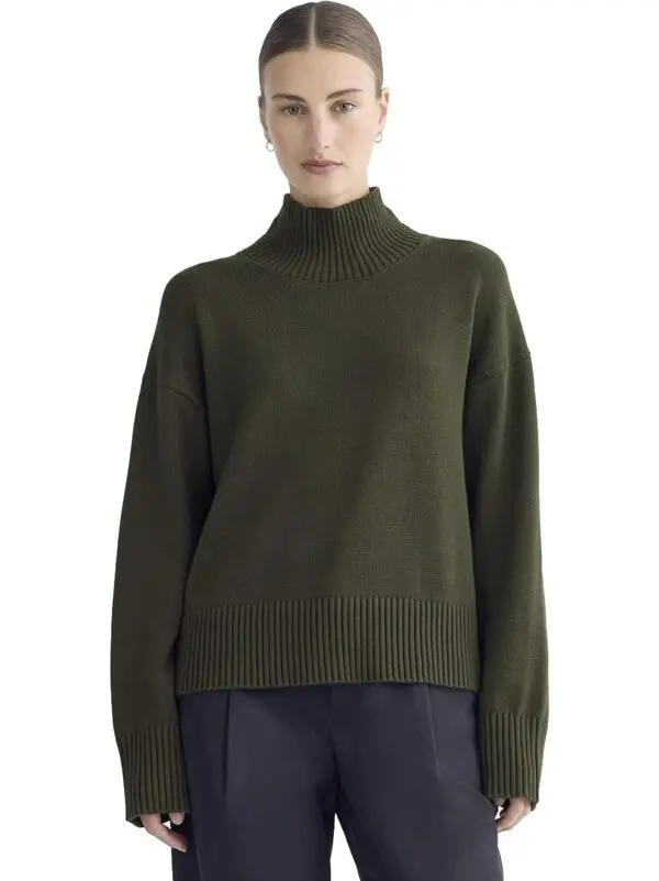 Everlane Boxy Turtleneck Sweater - Dark Green
