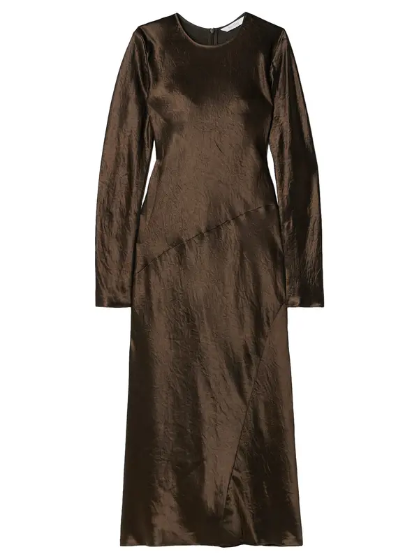 Max Mara Elogio Paneled Crinkled-satin Midi Dress - Brown