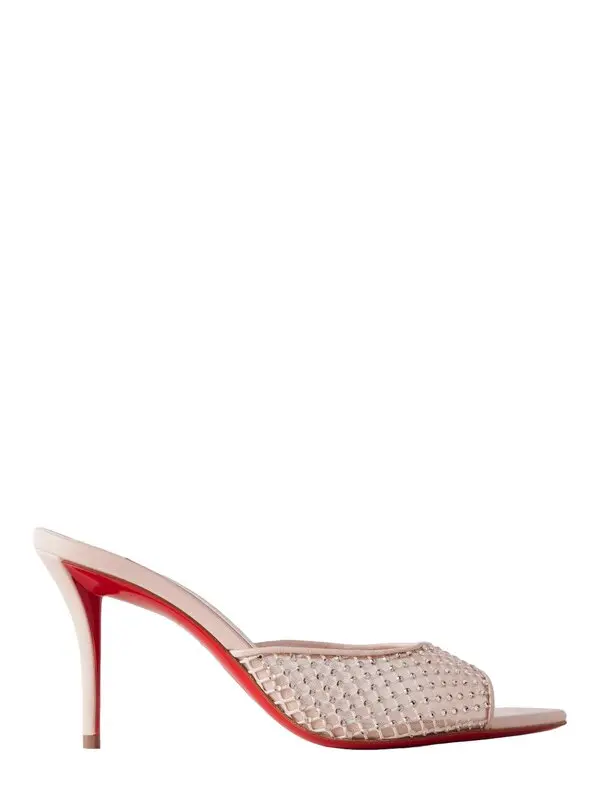 CHRISTIAN LOUBOUTIN Apostropha 80 Crystal-embellished Mules - Neutrals