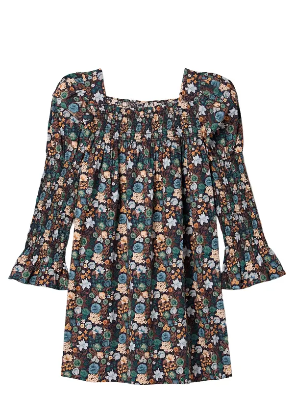 DÔEN Sabia Floral-print Organic Cotton-poplin Mini Dress - Blue