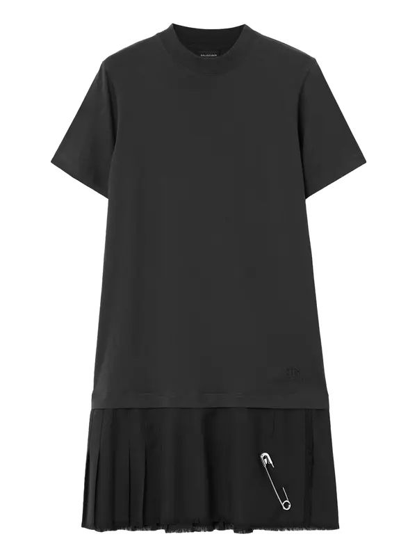 Balenciaga Layered Frayed Embellished Mini Dress - Gray