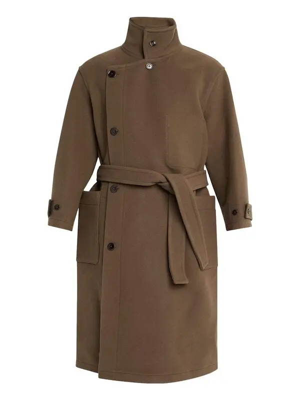 LEMAIRE Double Wool Wrap Coat - Dark Squir