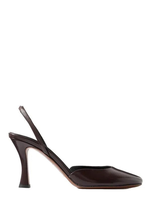 NEOUS Baten Glossed-leather Slingback Pumps - Brown