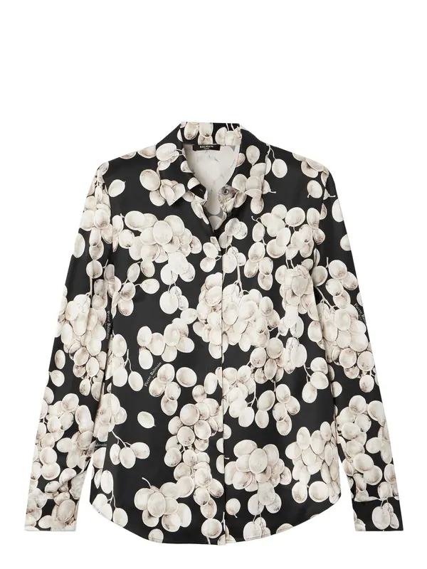 Balmain Printed Satin Shirt - Black