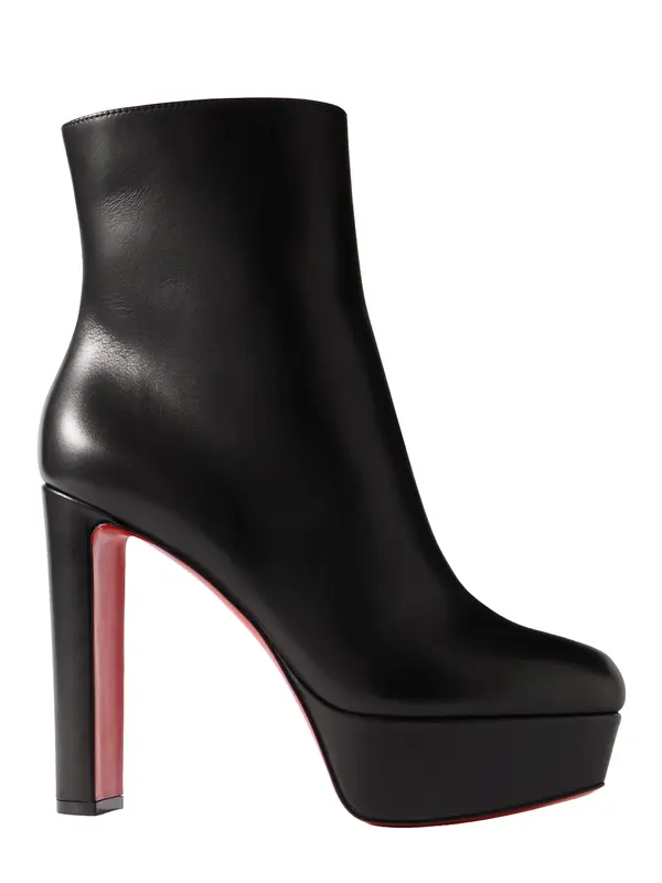 CHRISTIAN LOUBOUTIN Movida 130 Leather Platform Ankle Boots - Black