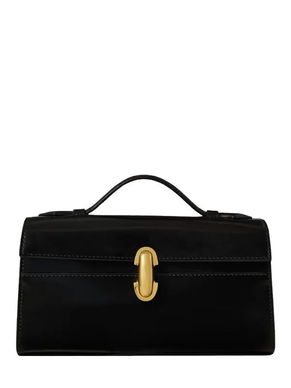Savette Symmetry Pochette Glossed-leather Tote - Black
