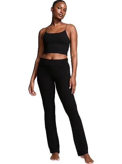 Victoria's Secret Angel Essentials Cotton Foldover Flare Legging - Black
