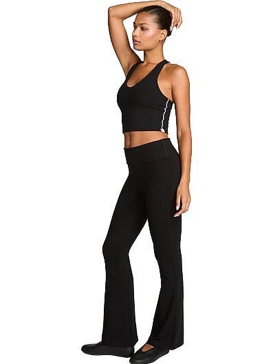 Victoria's Secret Angel Essentials Cotton Foldover Flare Legging - Black