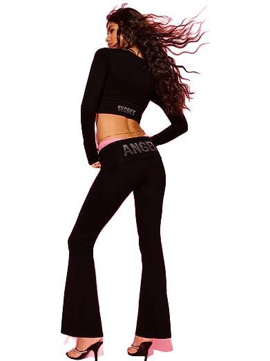 Victoria's Secret Angel Essentials Cotton Foldover Flare Legging - Black