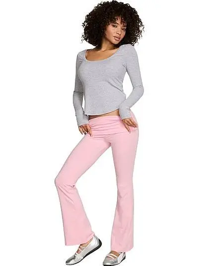 Victoria's Secret Angel Essentials Cotton Foldover Flare Legging - Pink