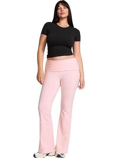 Victoria's Secret Angel Essentials Cotton Foldover Flare Legging - Pink