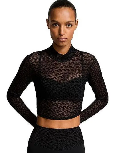 Victoria's Secret Vsx Logo Mesh Long-sleeve Tee - Print