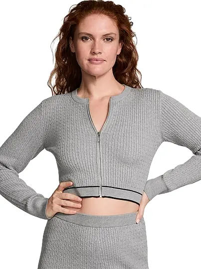 Victoria's Secret Luxe Cable-knit Cardigan - Grey