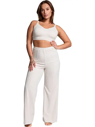 Victoria's Secret Vsx Luxrib Wide-leg Pant - Beige
