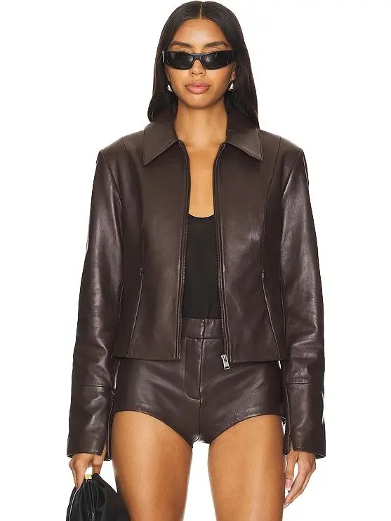 LAMARQUE Oceana Leather Jacket - Brown