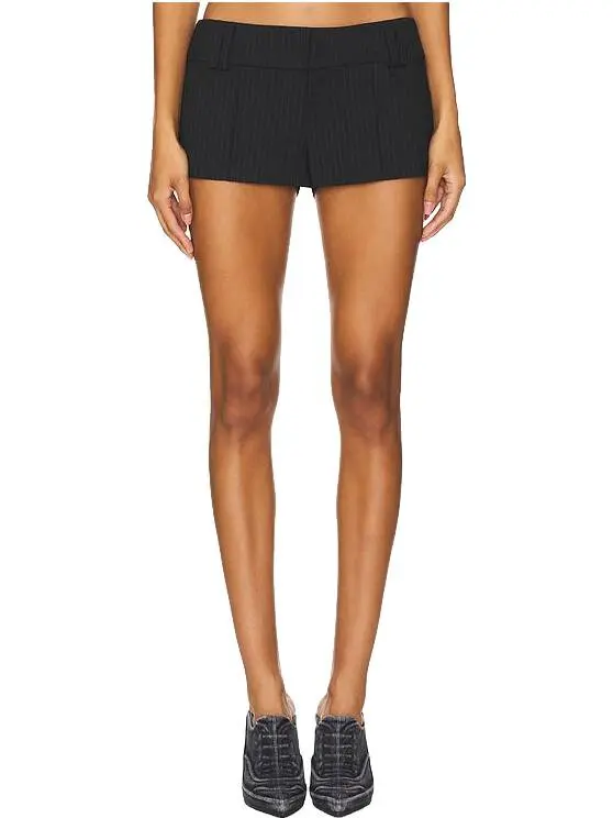 NIIHAI Tailored Pinstripe Mini Shorts - Black