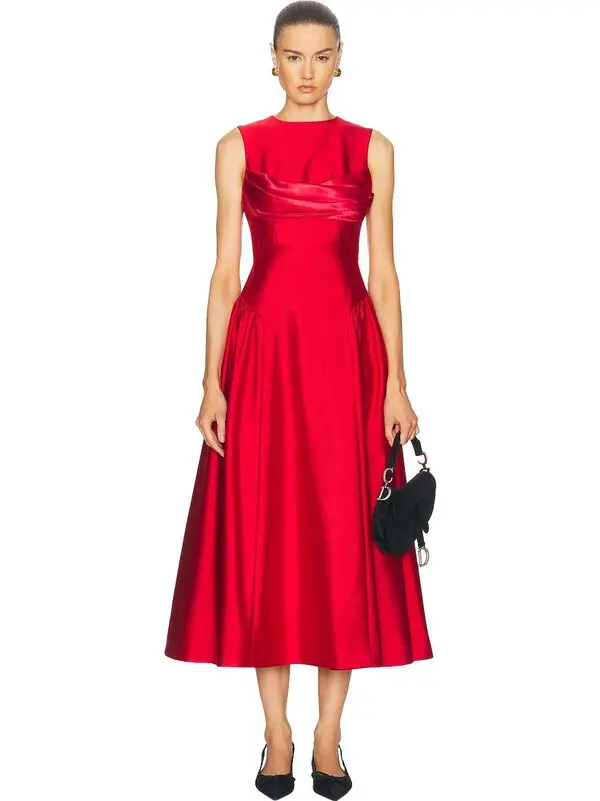 Rachel Gilbert Sawyer Fit & Flare Midi Dress - Red
