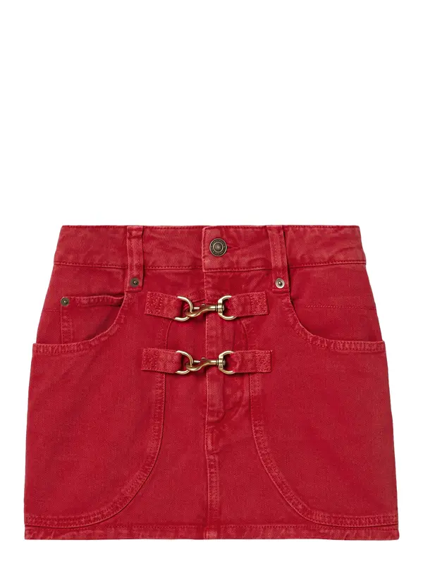 Isabel Marant Paulina Embellished Denim Mini Skirt - Red