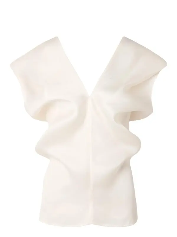 Khaite Ami Draped Silk-gazar Top - White
