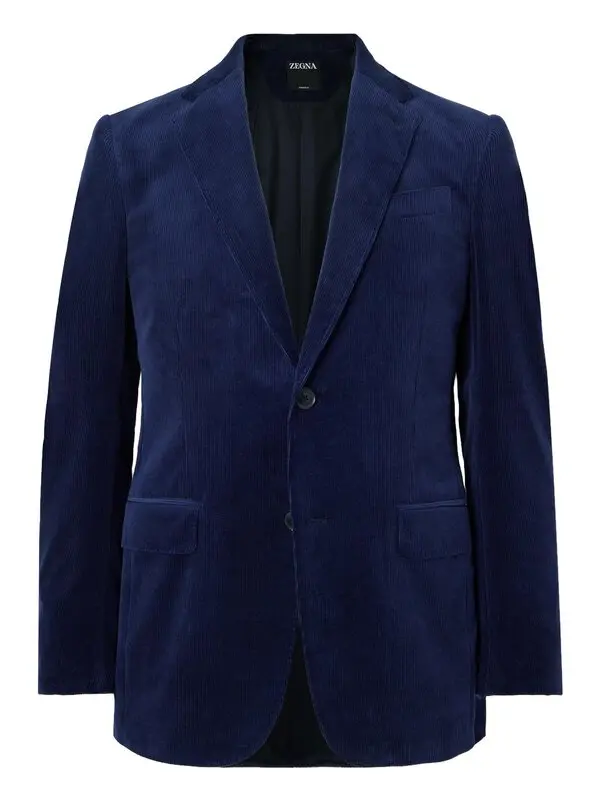 Zegna Cotton-blend Corduroy Suit Jacket - Blue