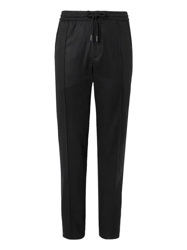 Zegna Straight-leg Pleated Wool, Silk And Cashmere-blend Trousers - Black