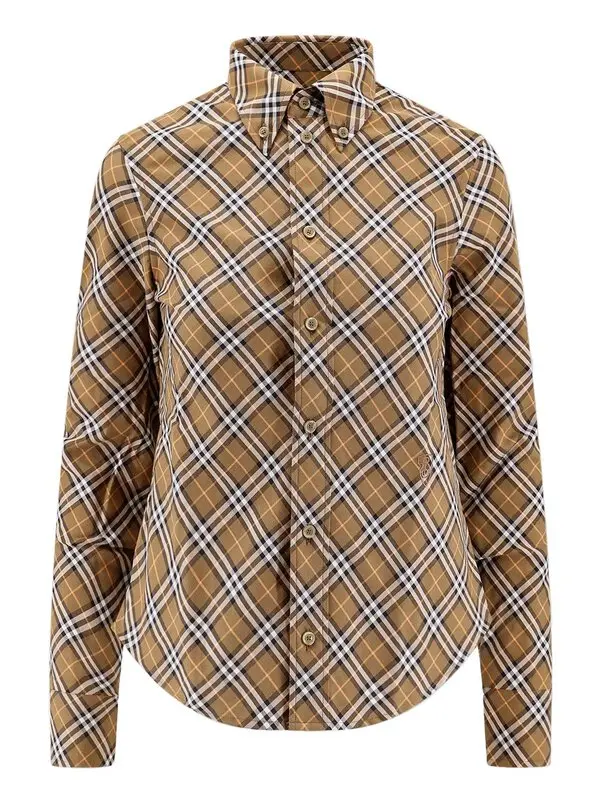 Burberry Organic Cotton Check Print Shirt - Beige