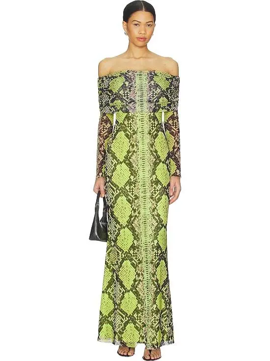 AFRM Thelma Maxi Dress - Lime Snake