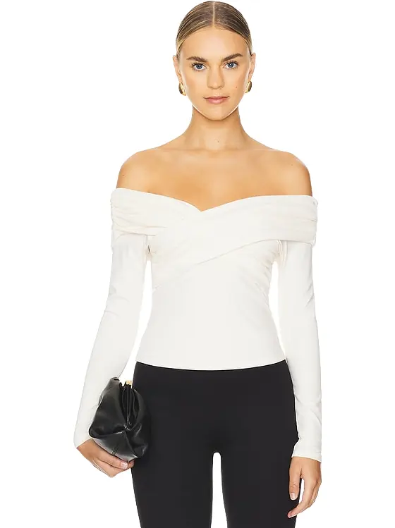 Line & Dot Towne Off-shoulder Top - Ivory